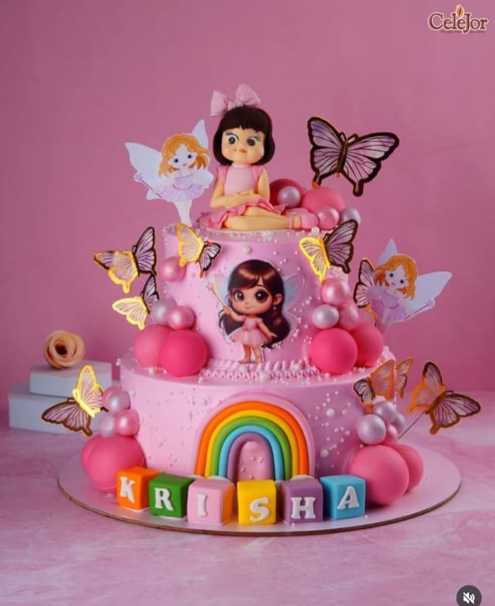 Girl Butterfly Theme Cake (GT-7005) – Celejor